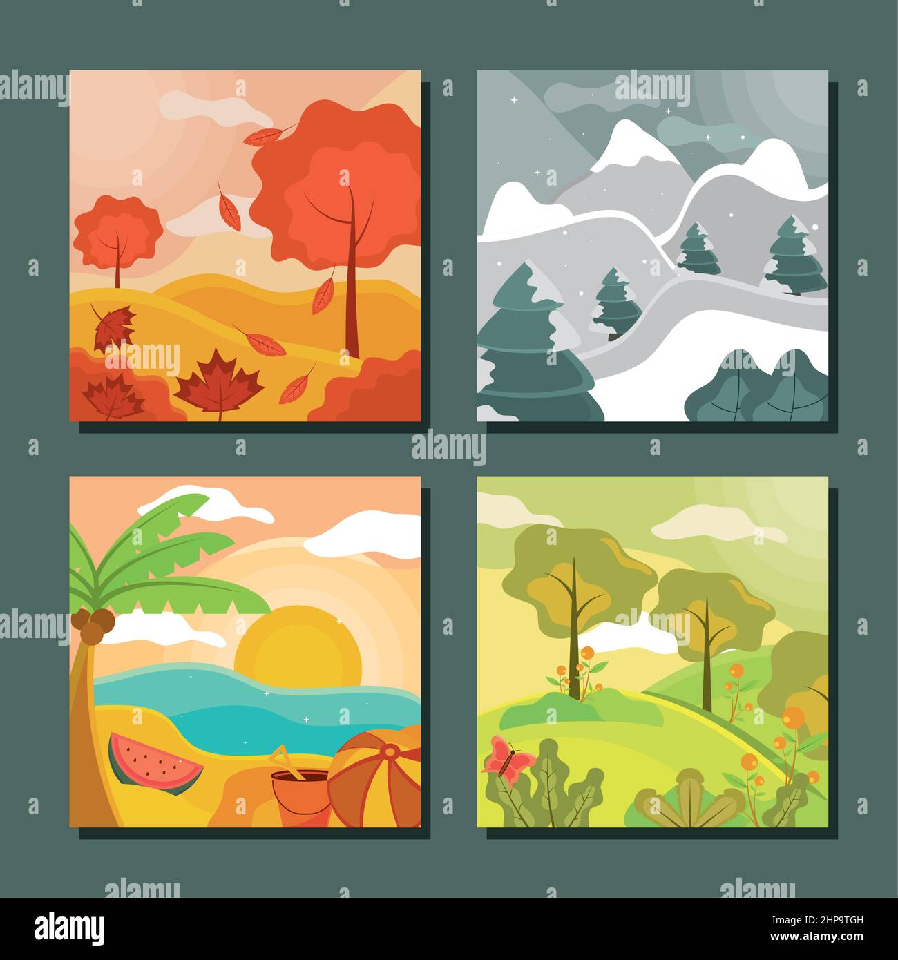 The four landscapes Stock Vector Images - Alamy