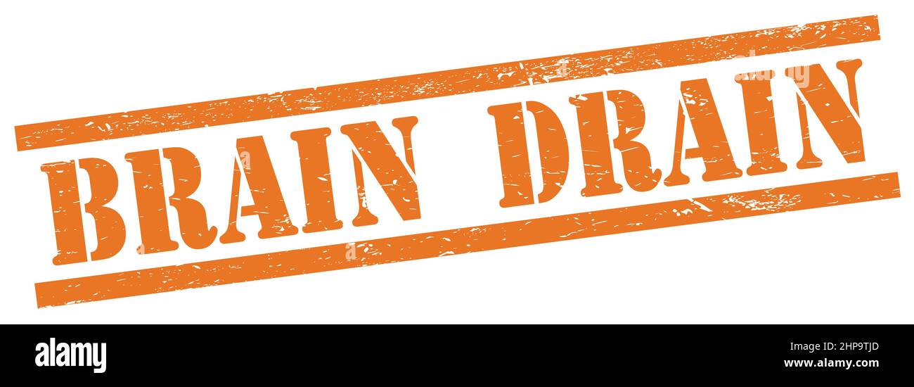 BRAIN DRAIN text on orange grungy rectangle vintage stamp Stock Photo ...