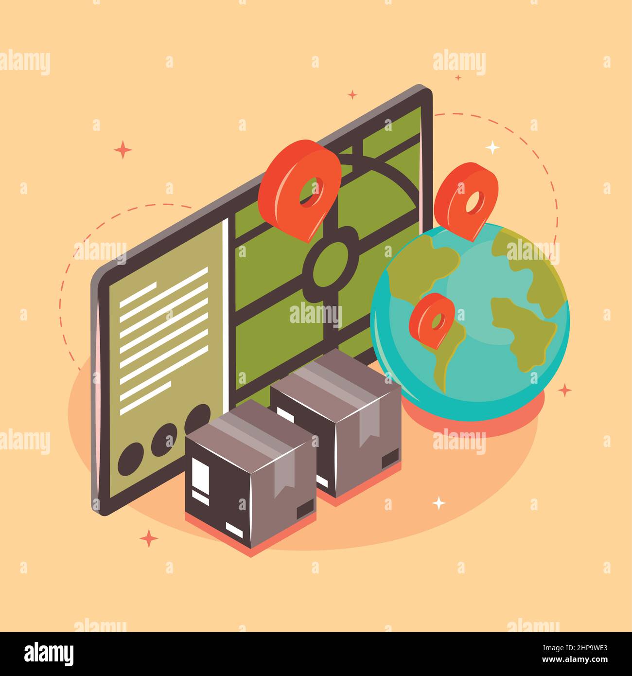 Truck map location isometric Stock Vector Images - Alamy