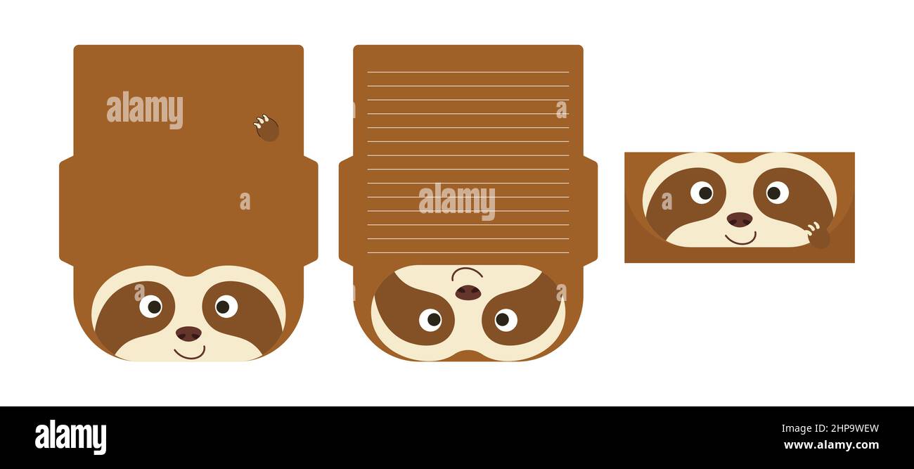 Cute lovely sloth letter writing stationery paper laser cutting card ...
