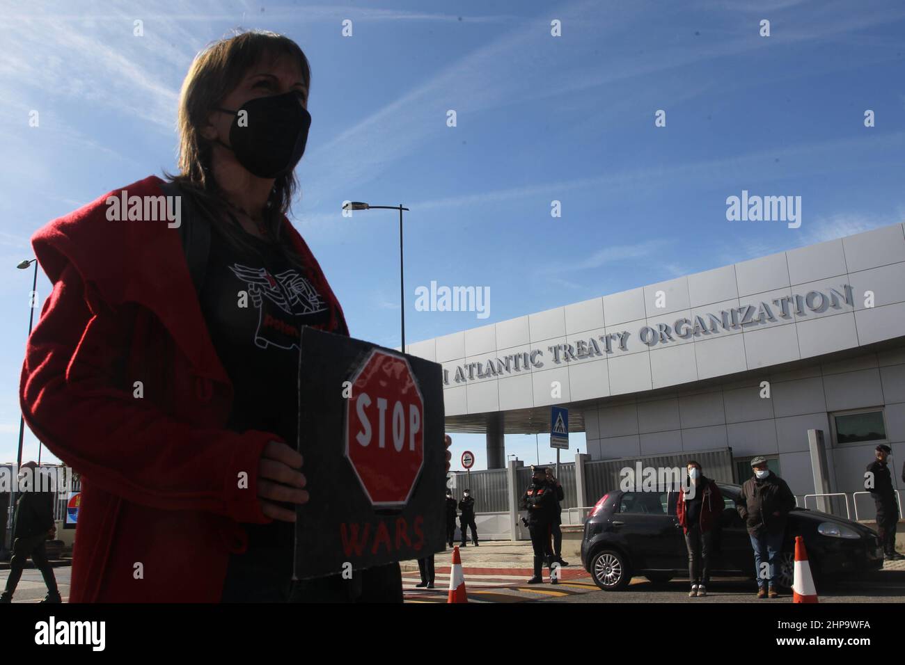 Giugliano, Italy. 19th Feb, 2022. Sit-pacifist movement sit-in at the ...