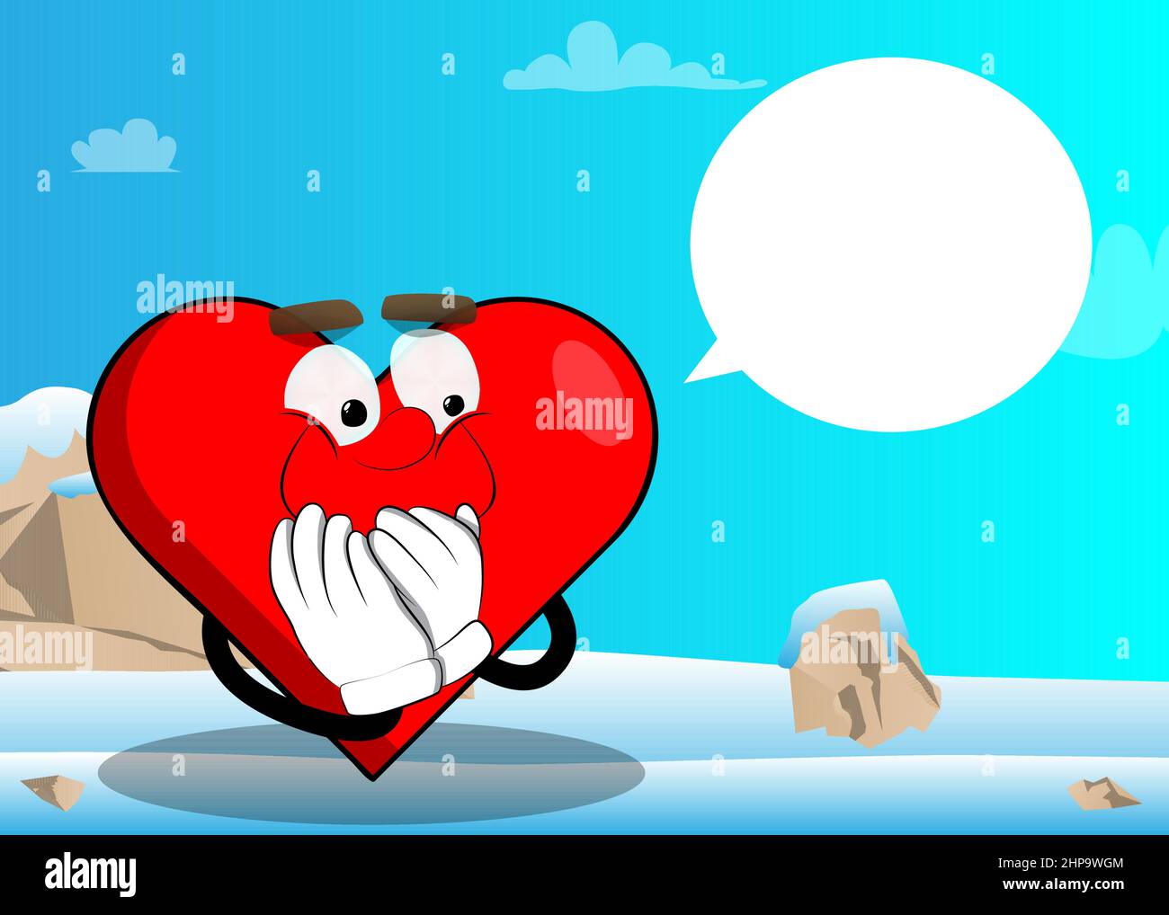 Heart Shape with hands over mouth as a cartoon character, funny red ...