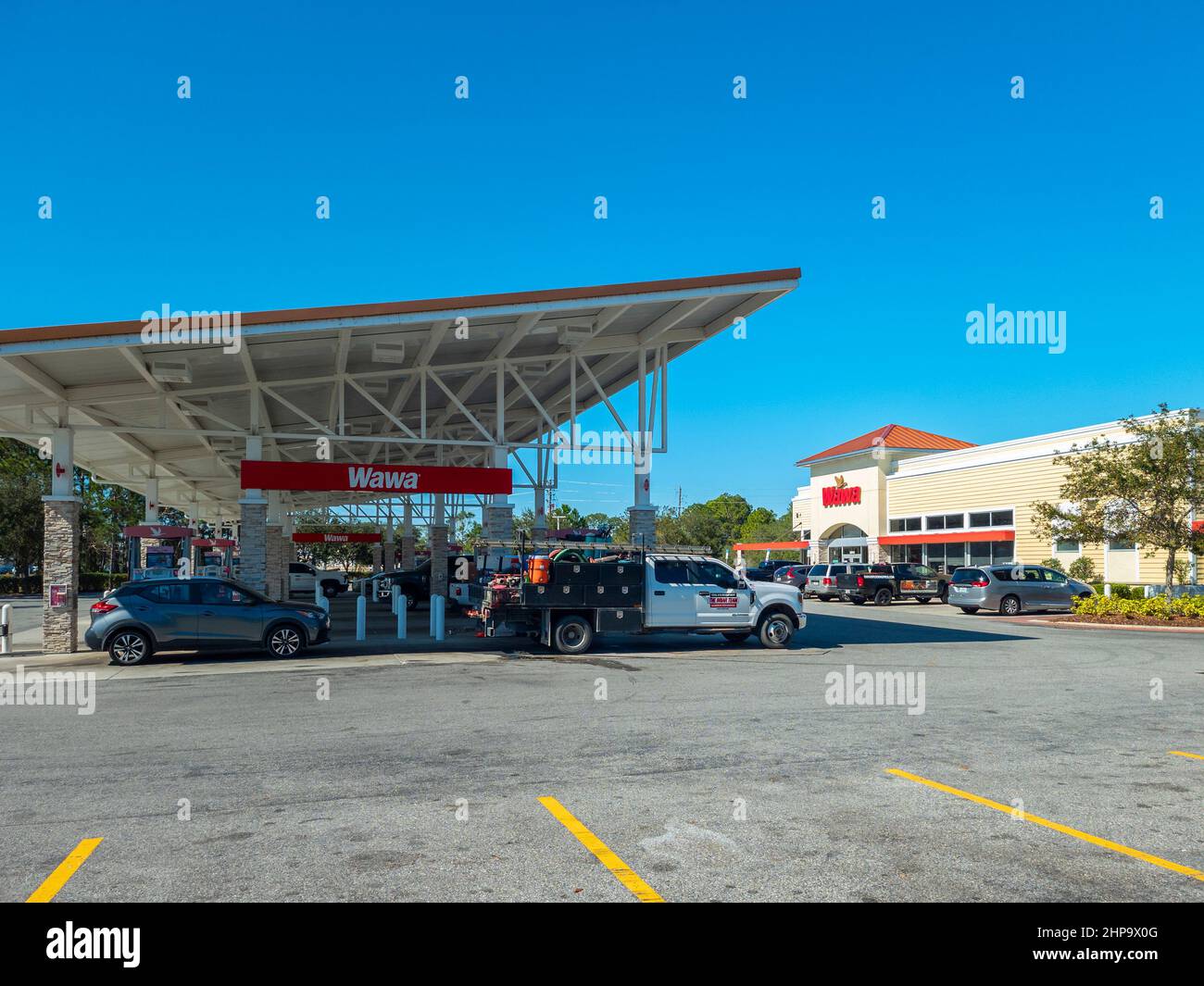 Kissimmee, Florida - February 9, 2022: Wide View of Wawa Convenience ...