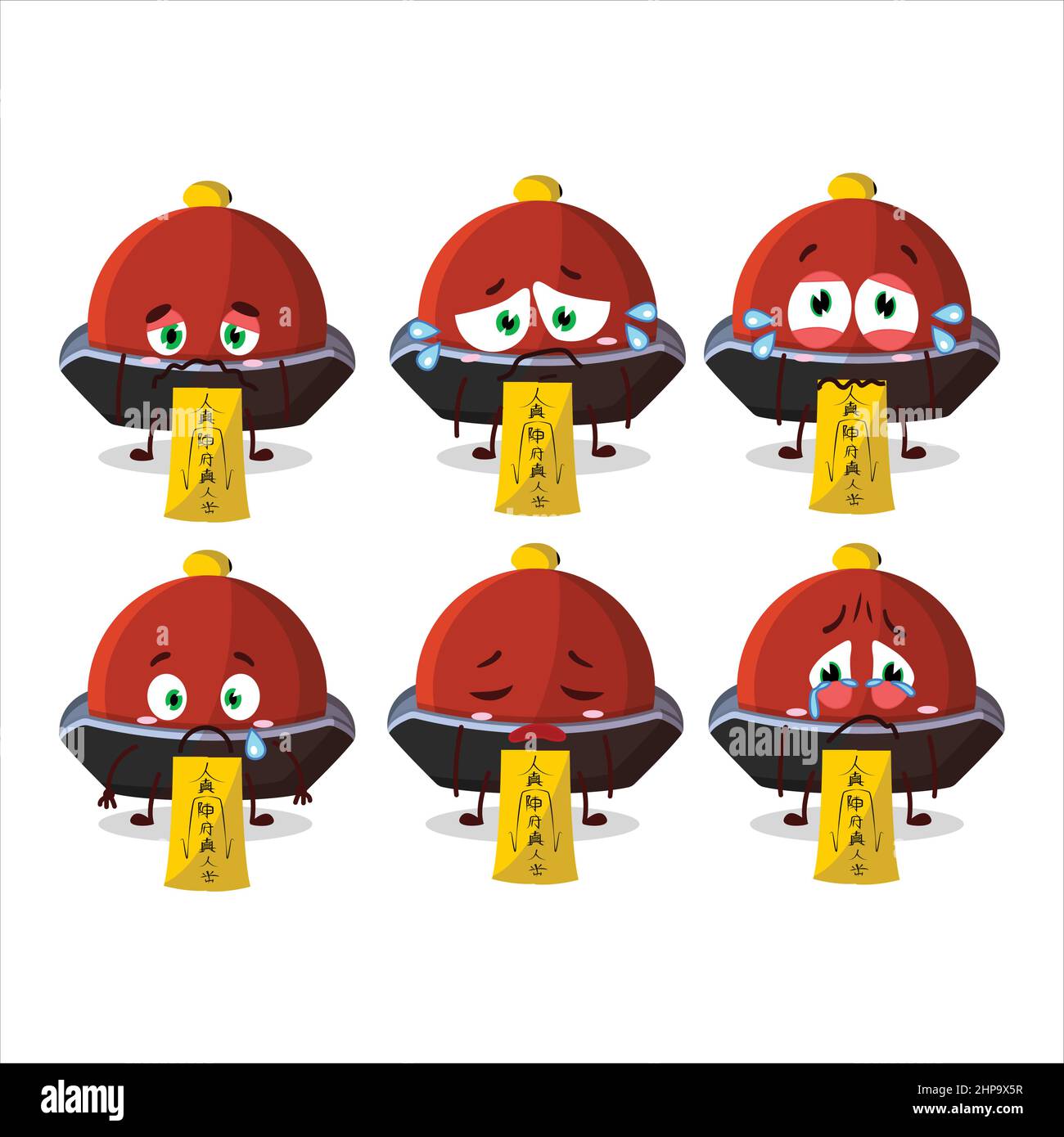 Red vampire hat cartoon character with sad expression. Vector ...