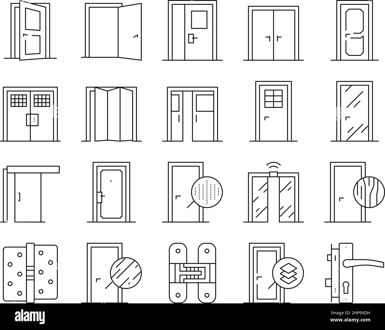 Interior Doors Types Collection Icons Set Vector Stock Vector Image ...