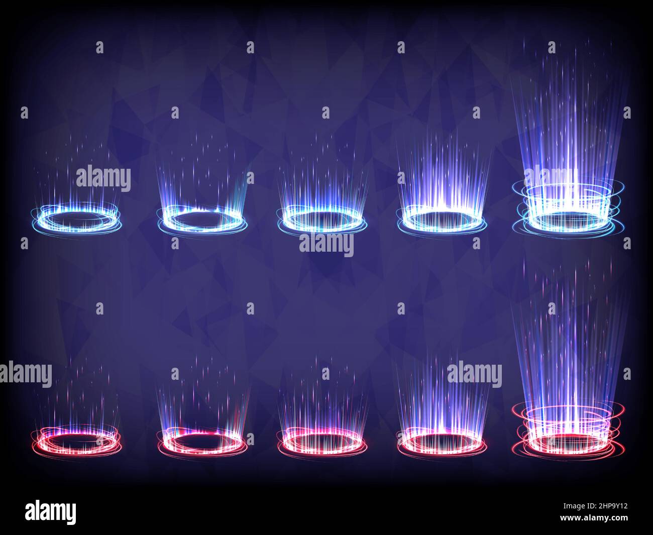 Sci-fi high-technology stage collection in glowing HUD. Hologram portal ...