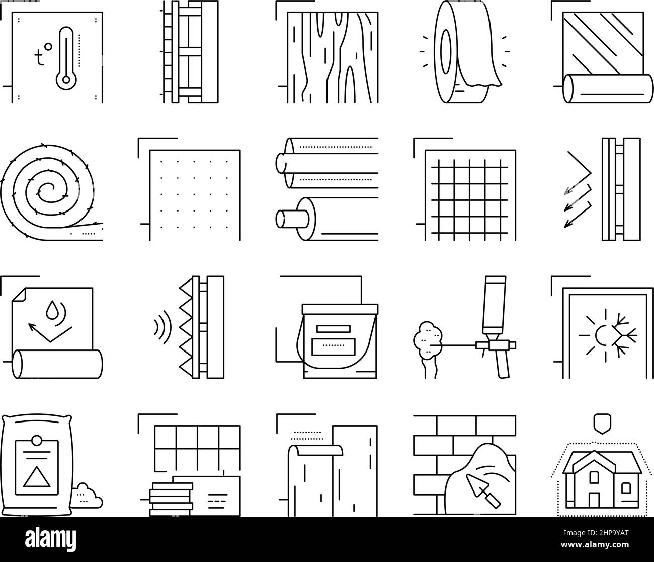 Insulation Building Collection Icons Set Vector Stock Vector Image ...