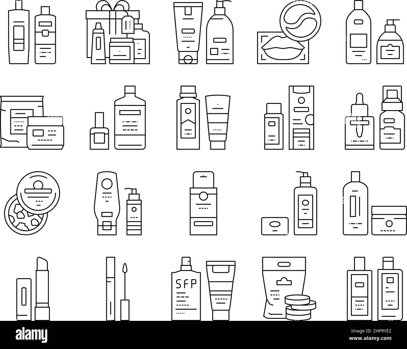 Cosmetics Package Beauty Product Icons Set Vector Stock Vector Image ...