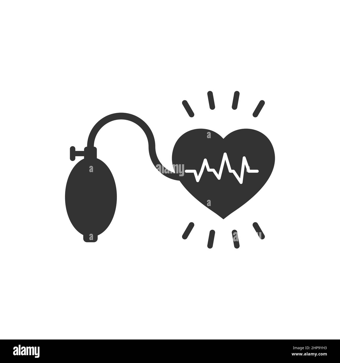 Arterial blood pressure icon in flat style. Heartbeat monitor vector ...