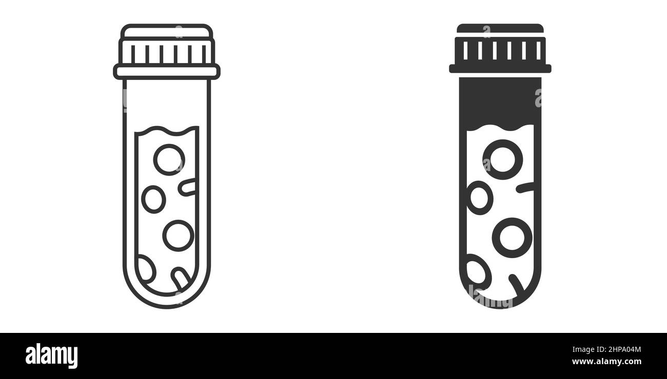 Blood test tube icon in flat style. Hematology vector illustration on ...