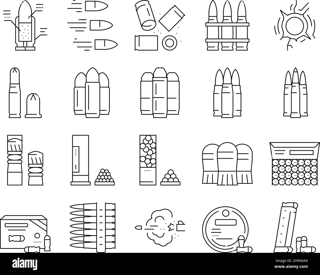 Bullet Ammunition Collection Icons Set Vector Stock Vector Image & Art ...