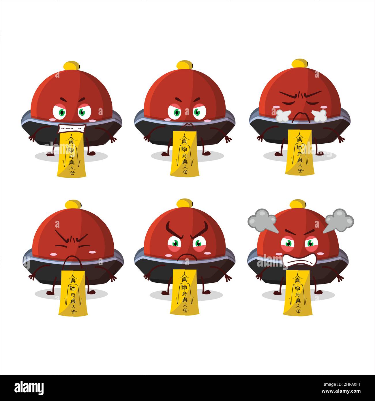 Red vampire hat cartoon character with various angry expressions ...