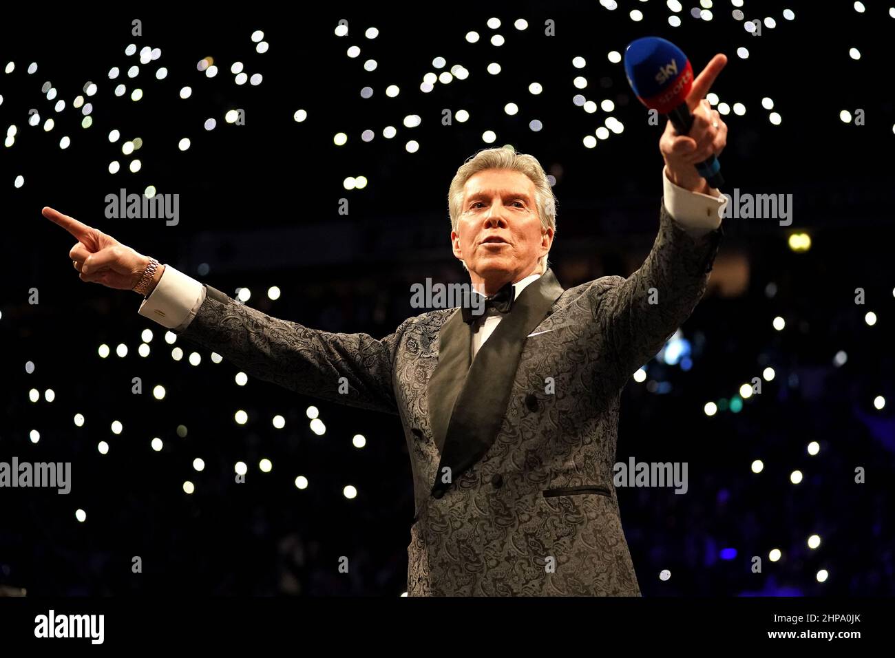 Boxing announcer Michael Buffer at the AO Arena, Manchester. Picture ...