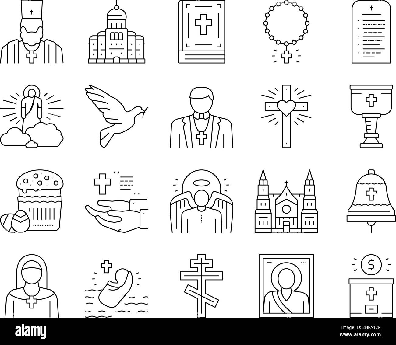 Christianity Religion Church Icons Set Vector Stock Vector Image & Art ...