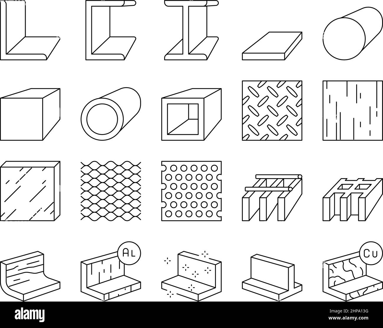 Metal Material Construction Beam Icons Set Vector Stock Vector Image ...