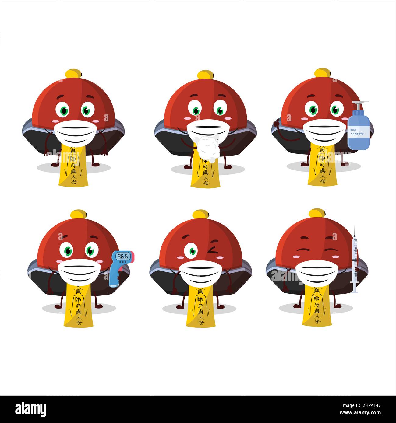 A picture of red vampire hat cartoon design style keep staying healthy ...