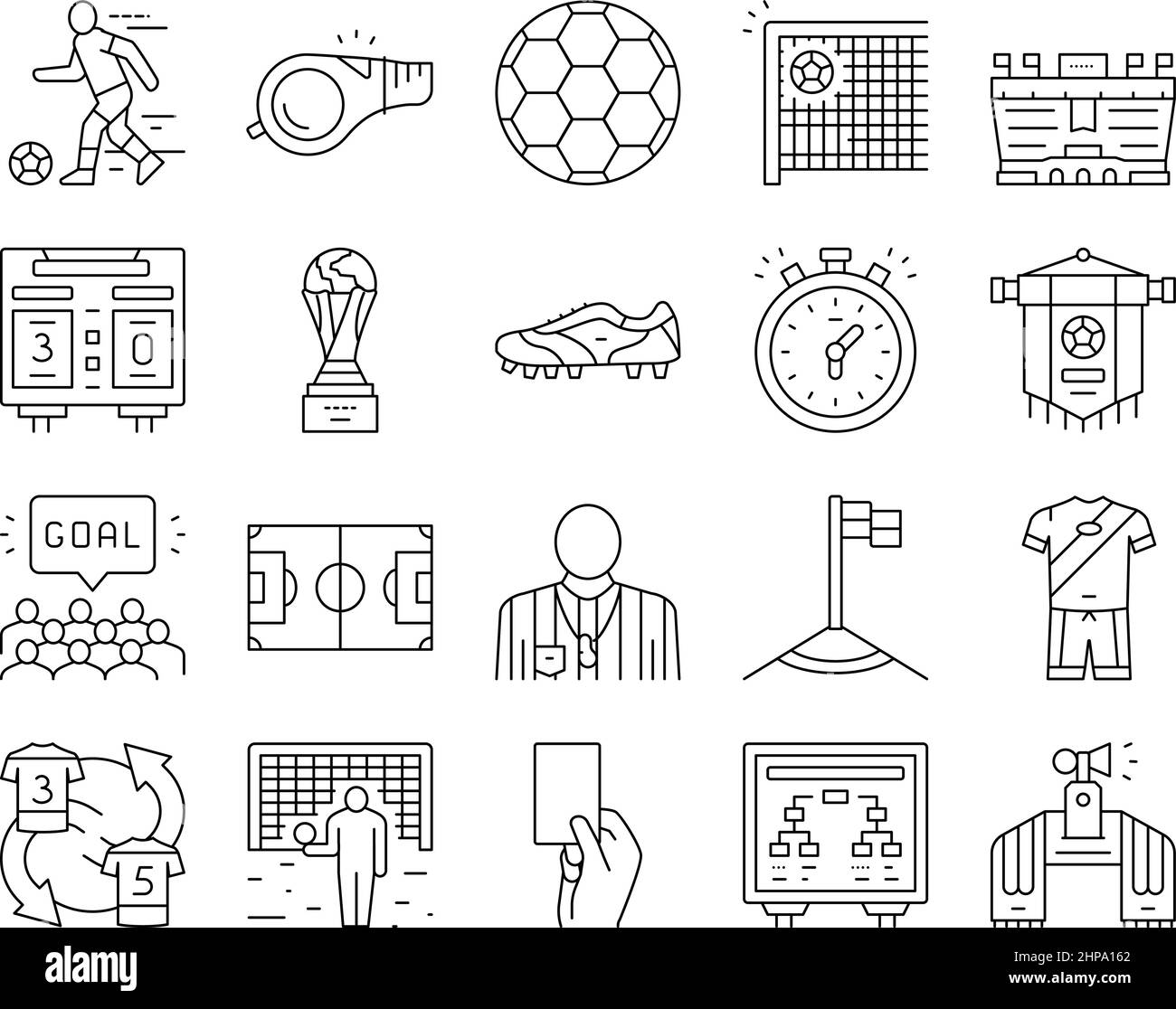 Soccer Team Sport Game On Stadium Icons Set Vector Stock Vector Image ...