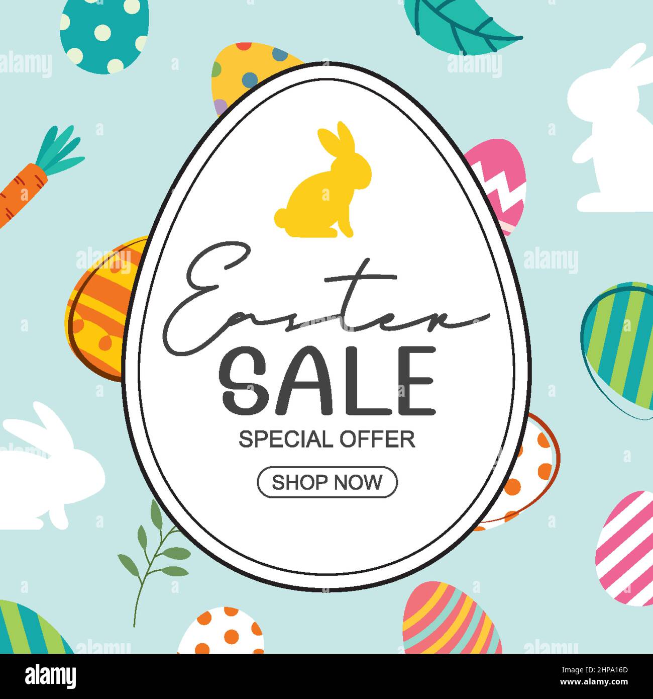 Easter sale banner design template with colorful eggs and flowers. Use ...