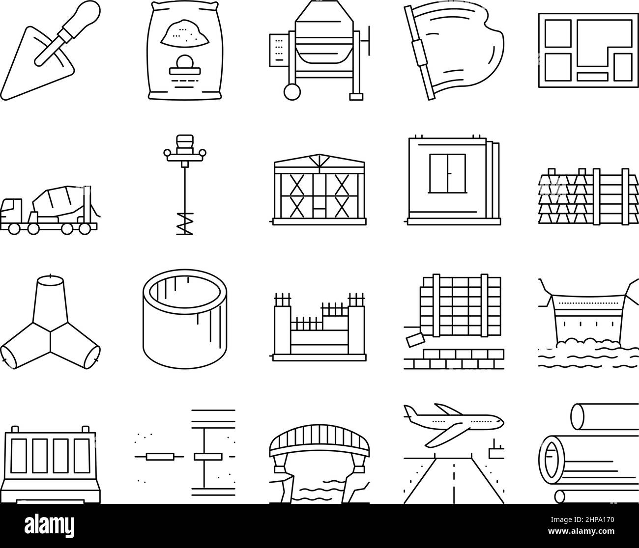 Concrete Production Collection Icons Set Vector Stock Vector Image ...