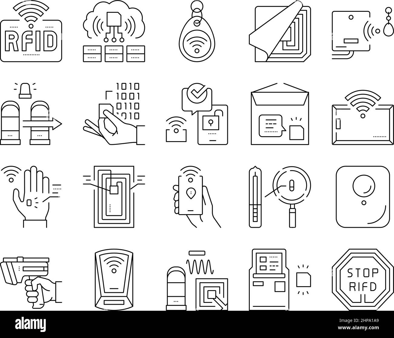 Rfid Chip Technology Collection Icons Set Vector Stock Vector Image ...