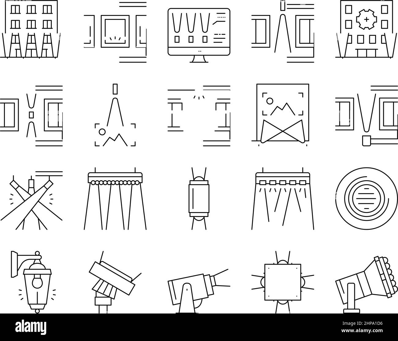 Facade Lighting Tool Collection Icons Set Vector Stock Vector Image ...