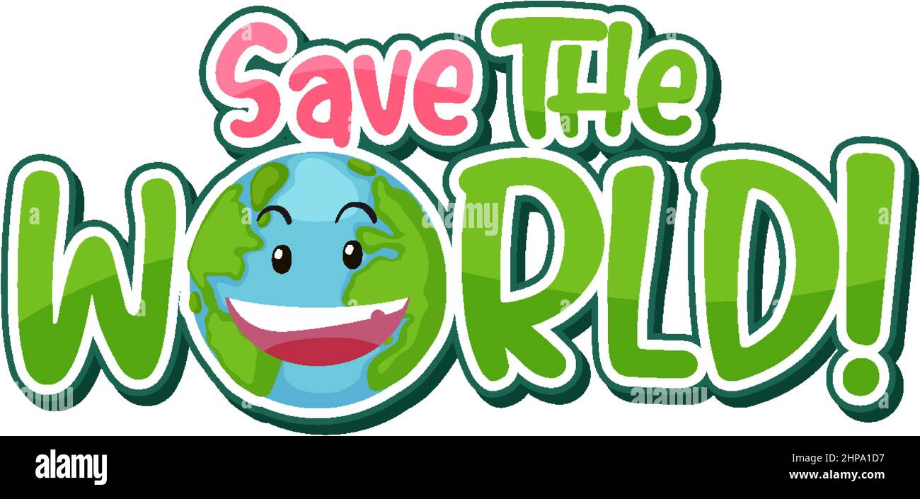Save The World typography logo design illustration Stock Vector Image ...