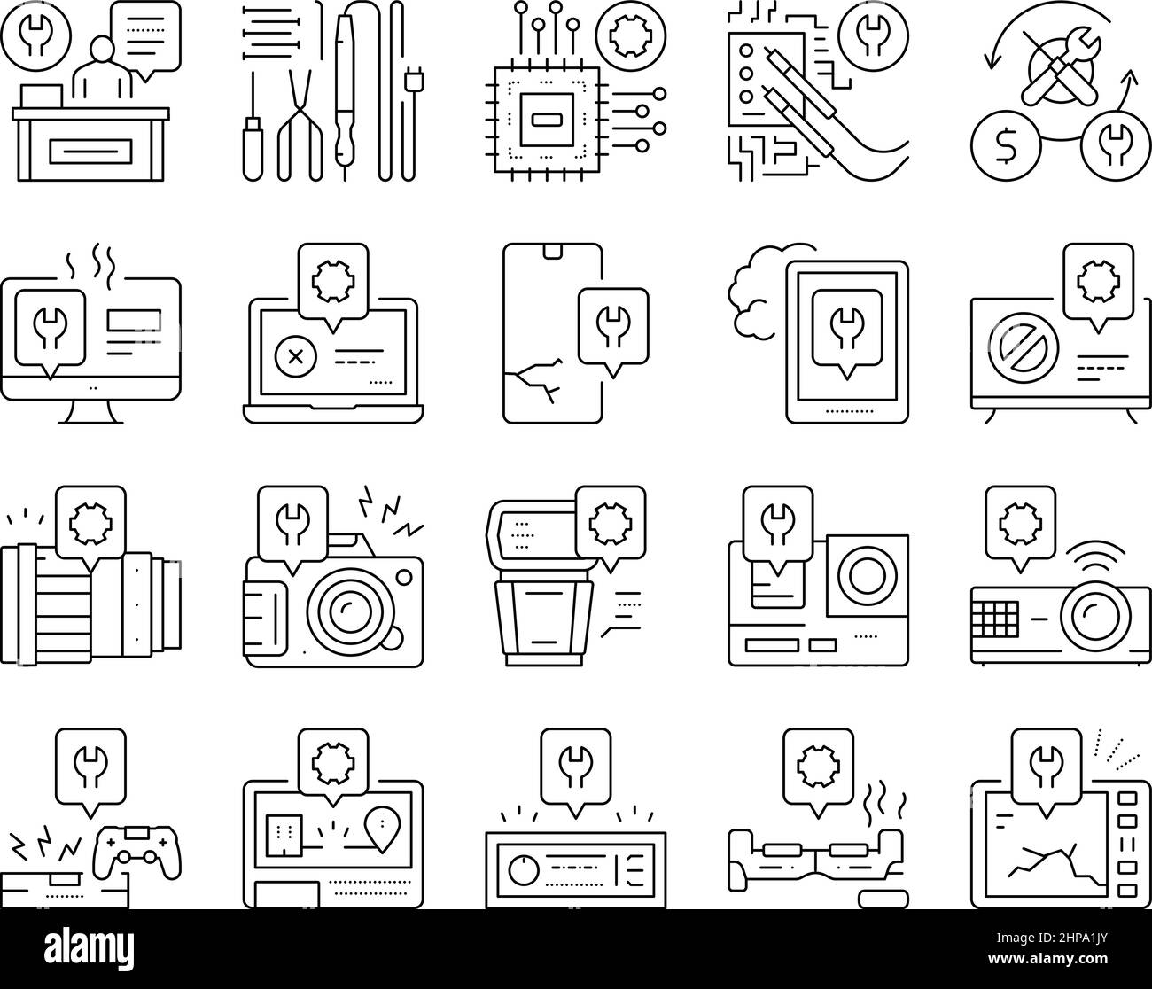 Electronic Repair Collection Icons Set Vector Stock Vector Image And Art