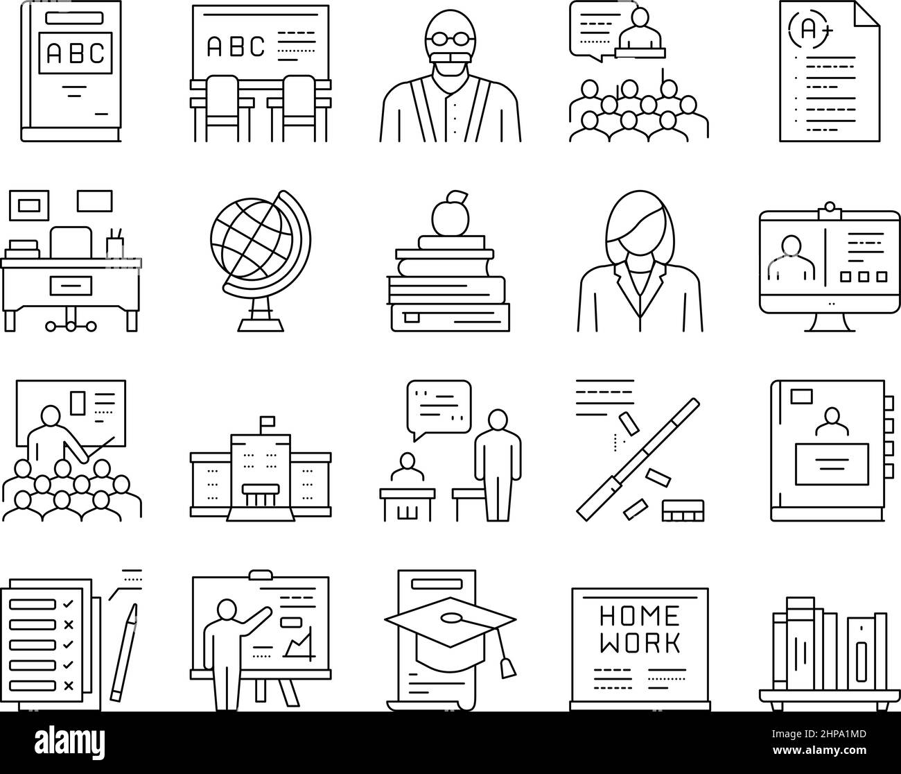 Teacher Education Collection Icons Set Vector Stock Vector Image & Art ...