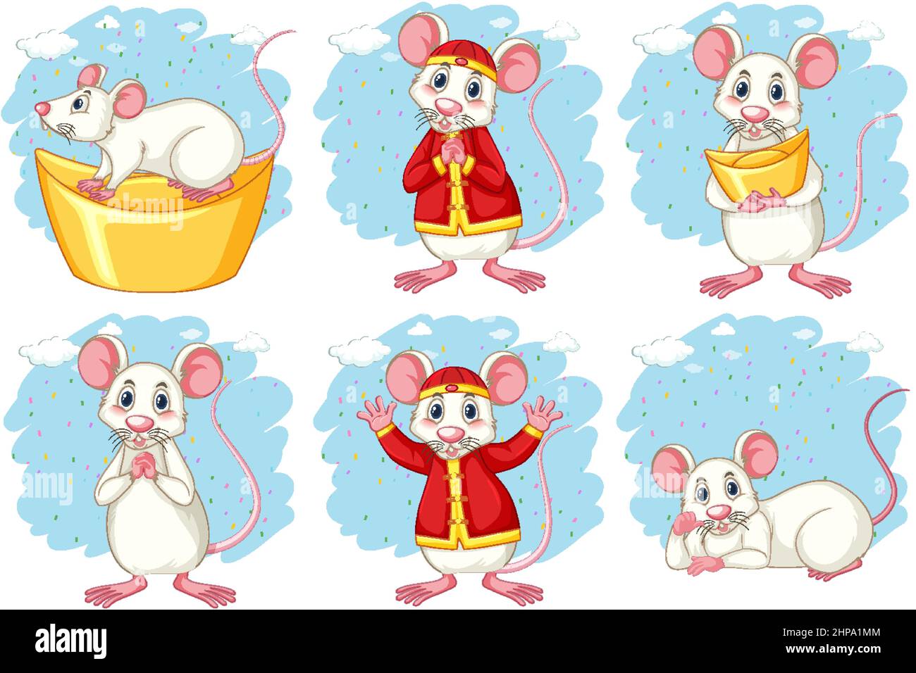 Set of rat zodiac with chinese costume illustration Stock Vector Image ...
