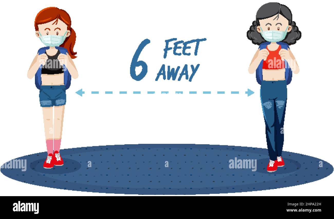 Social Distancing concept with people keeping distancing illustration ...