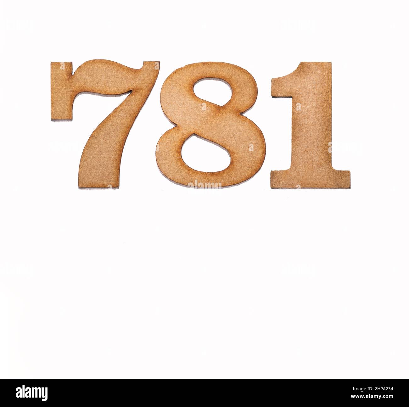 Number 781 in wood, isolated on white background Stock Photo - Alamy