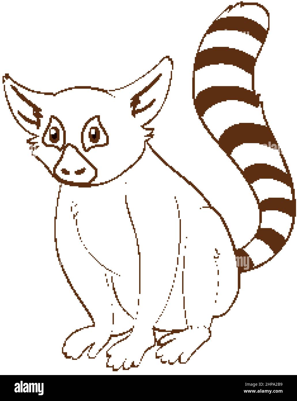 Lemur in doodle simple style on white background illustration Stock ...