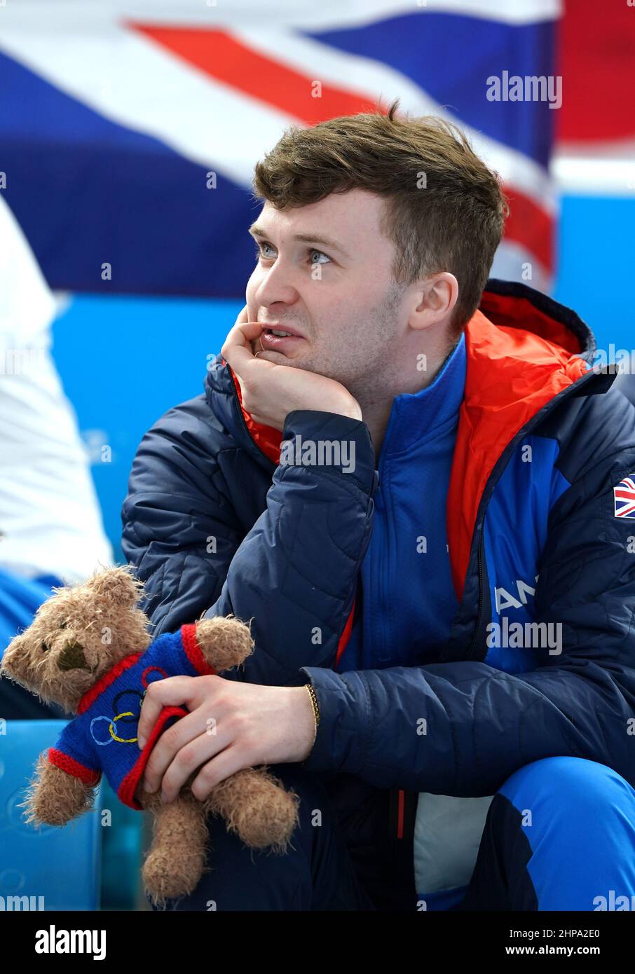 Great Britain men's curling silver medalist Bruce Mouat in the stands ...