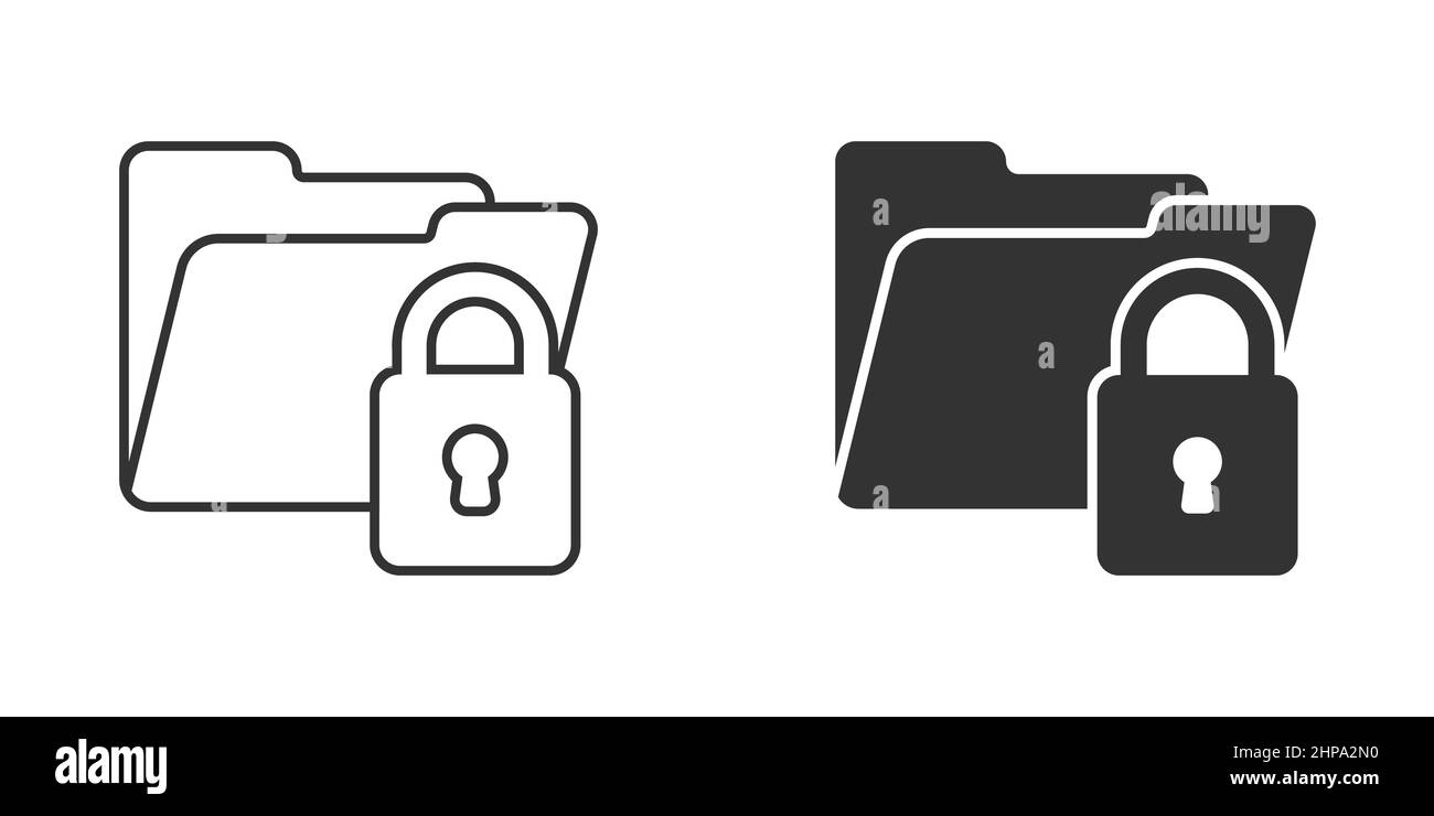 Files folder permission icon in flat style. Document access vector illustration on isolated ...