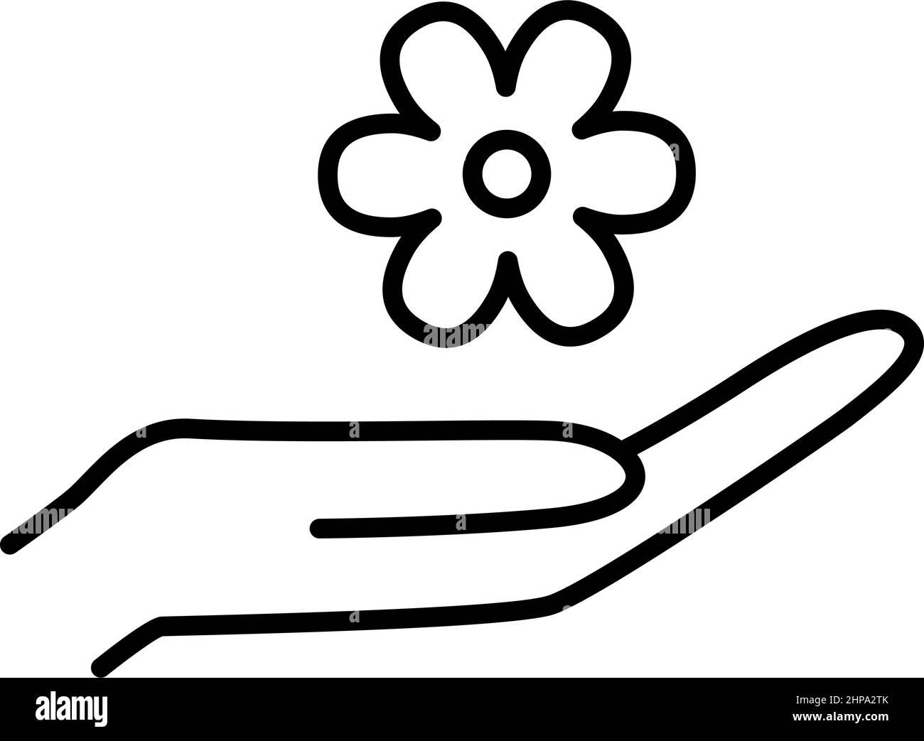 Hand and flower line icon, vector illustration Stock Vector Image & Art ...