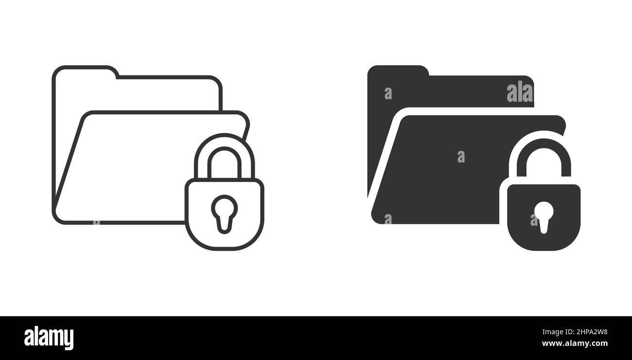 Files folder permission icon in flat style. Document access vector illustration on isolated ...