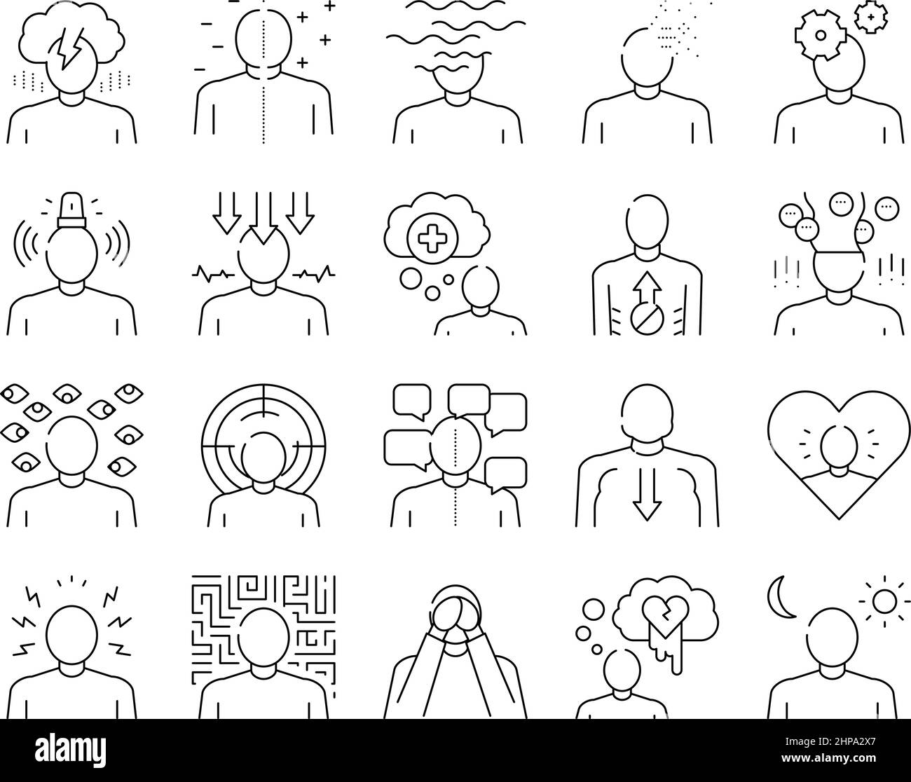 Psychological Problems Collection Icons Set Vector Stock Vector Image ...