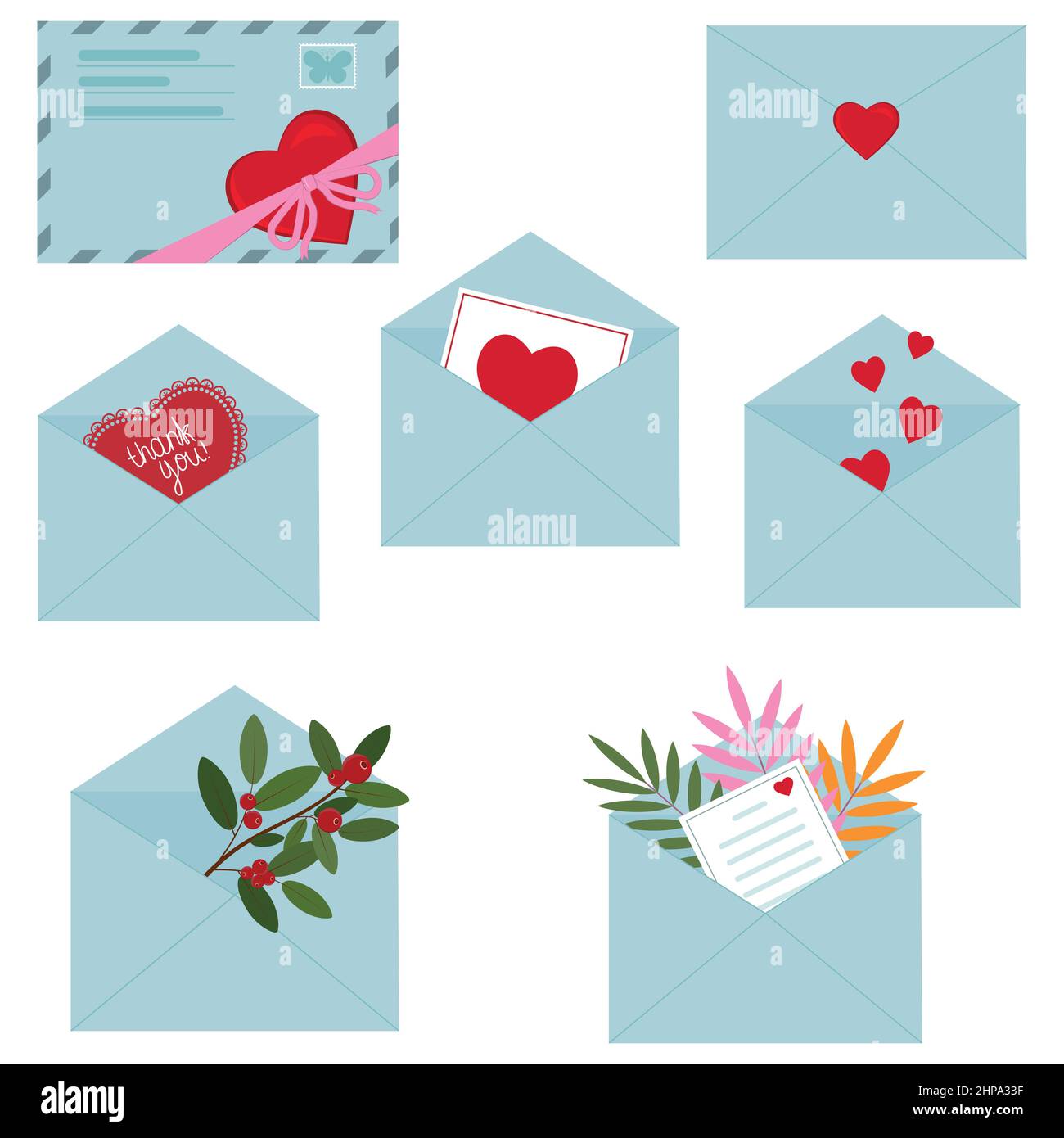 Love letters in an envelope, vector illustration in a modern design in ...