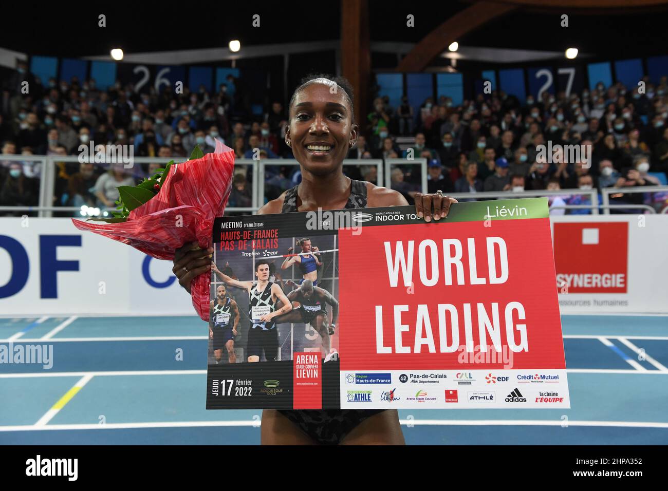 Natoya goule jam poses after winning womens 800m in 1 hi-res stock ...