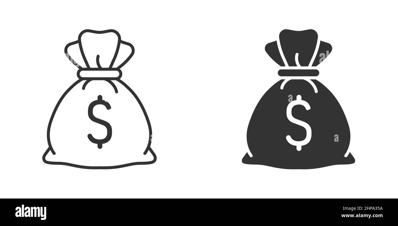 Money bag icon in flat style. Moneybag vector illustration on isolated ...