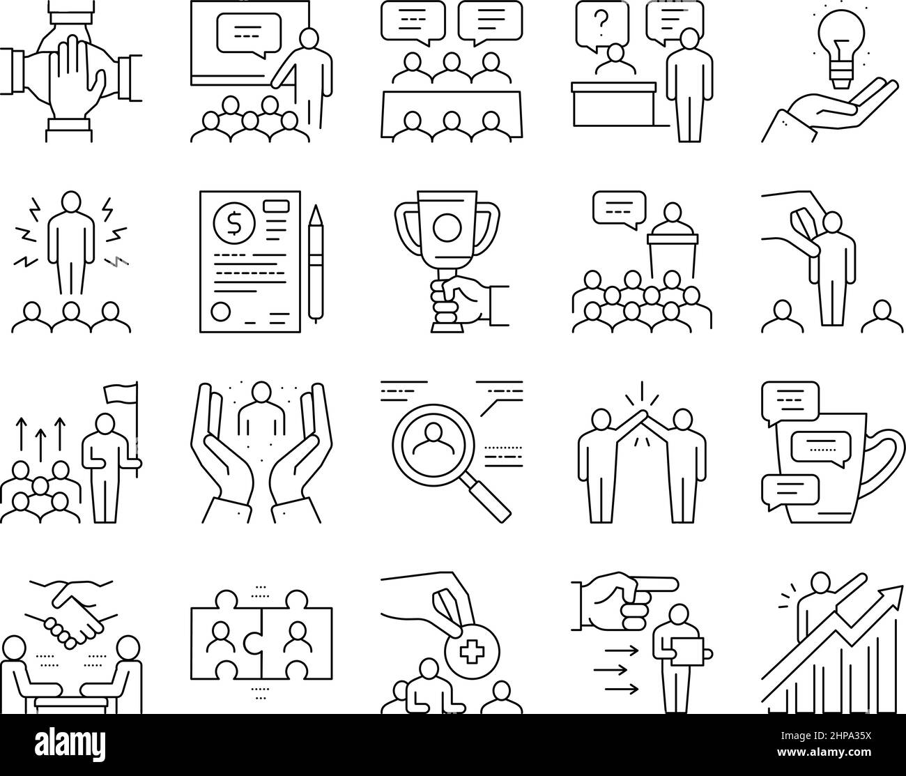 Business Situations Collection Icons Set Black Vector Stock Vector ...