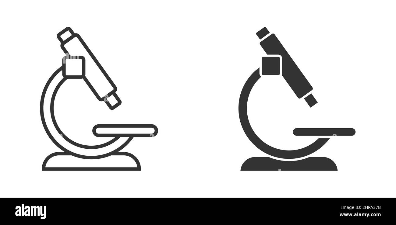 Microscope icon in flat style. Laboratory magnifier vector illustration ...