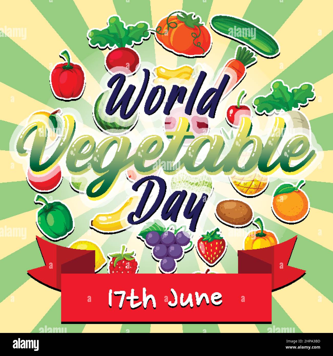 World Vegetable Day poster with vegetables and fruits illustration ...