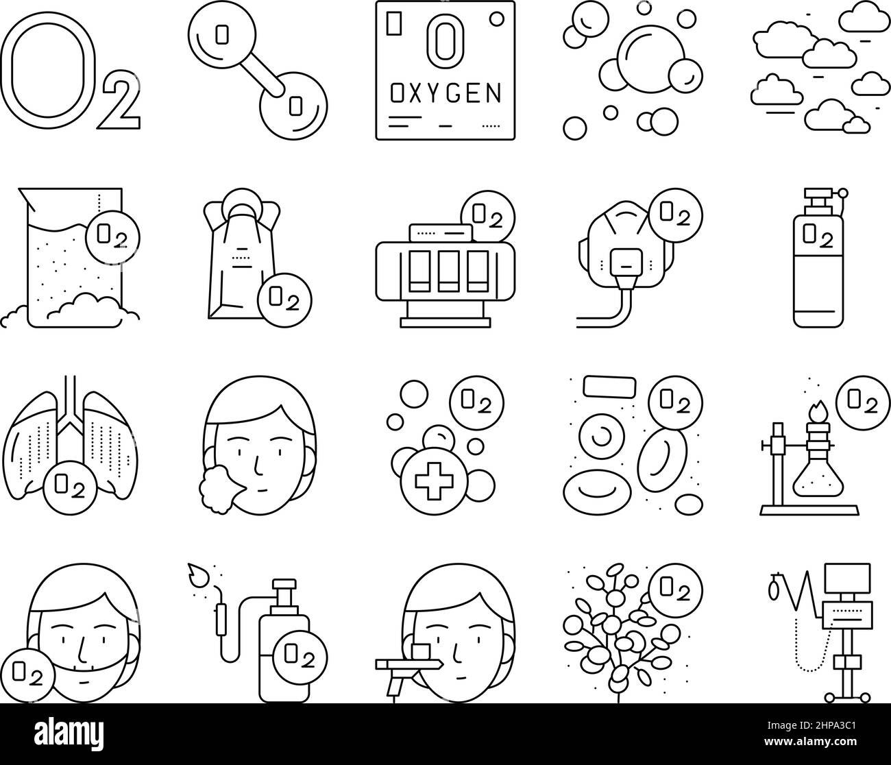 Oxygen O2 Chemical Collection Icons Set Vector Stock Vector Image & Art ...
