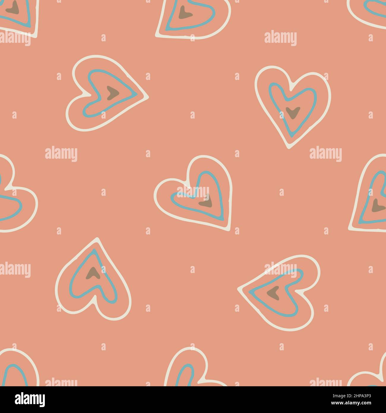 Gender neutral love heart seamless vector background. Simple whimsical ...