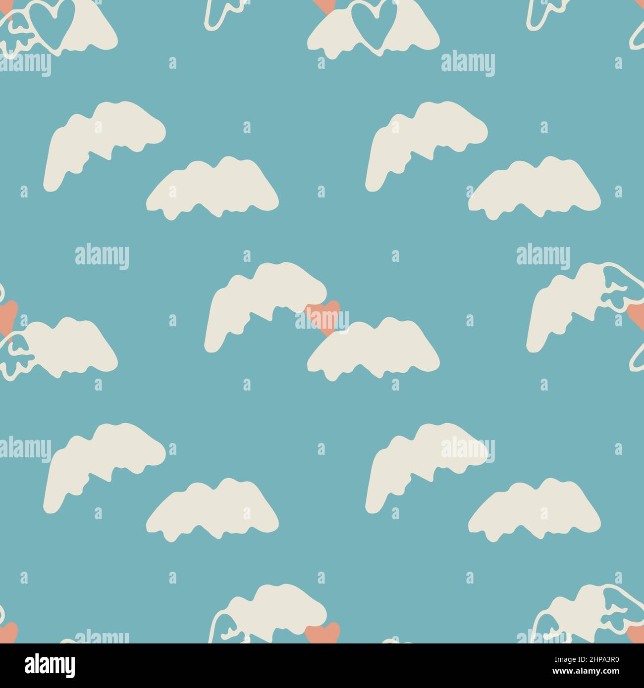 Gender neutral love heart seamless vector background. Simple whimsical ...