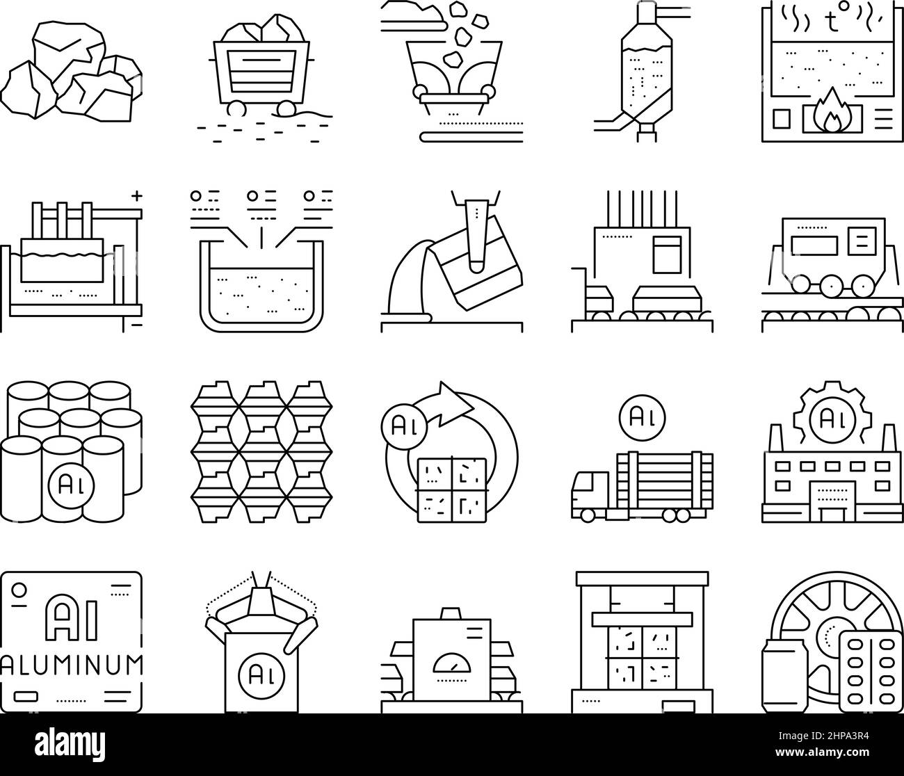 Aluminium Production Collection Icons Set Vector Stock Vector Image ...