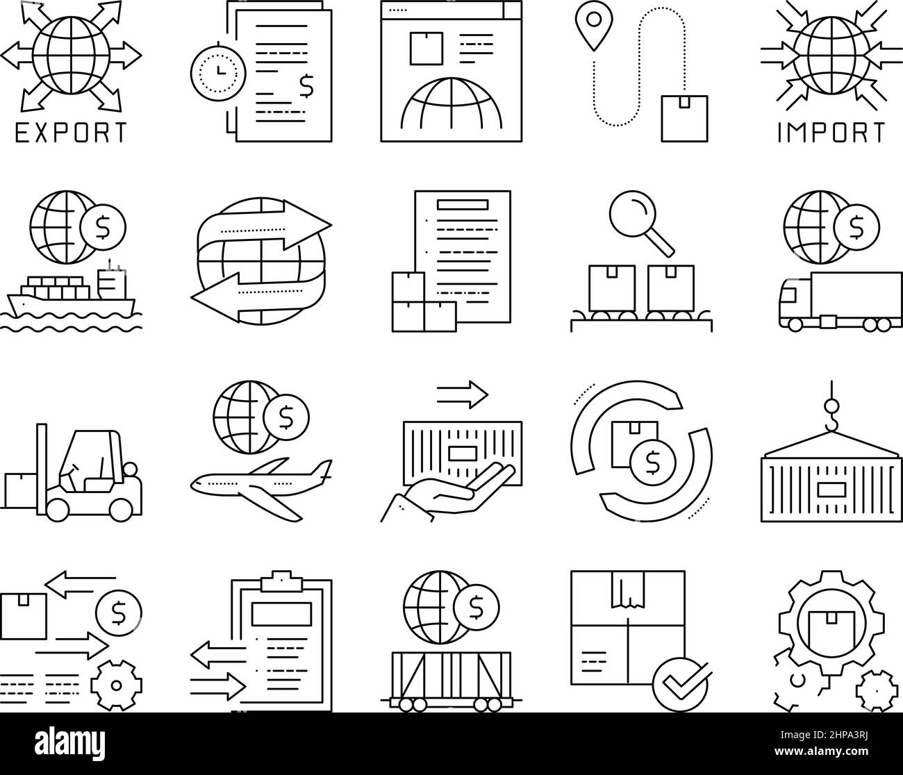 Export Import Logistic Collection Icons Set Vector Stock Vector Image ...