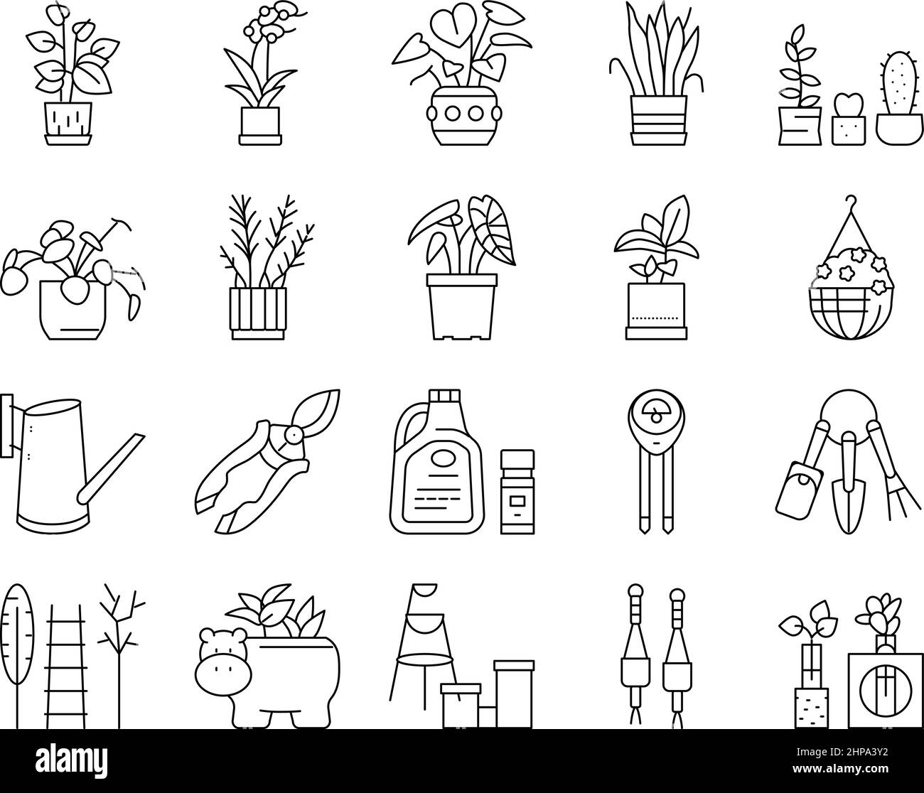Houseplant Store Sale Collection Icons Set Vector Stock Vector Image ...