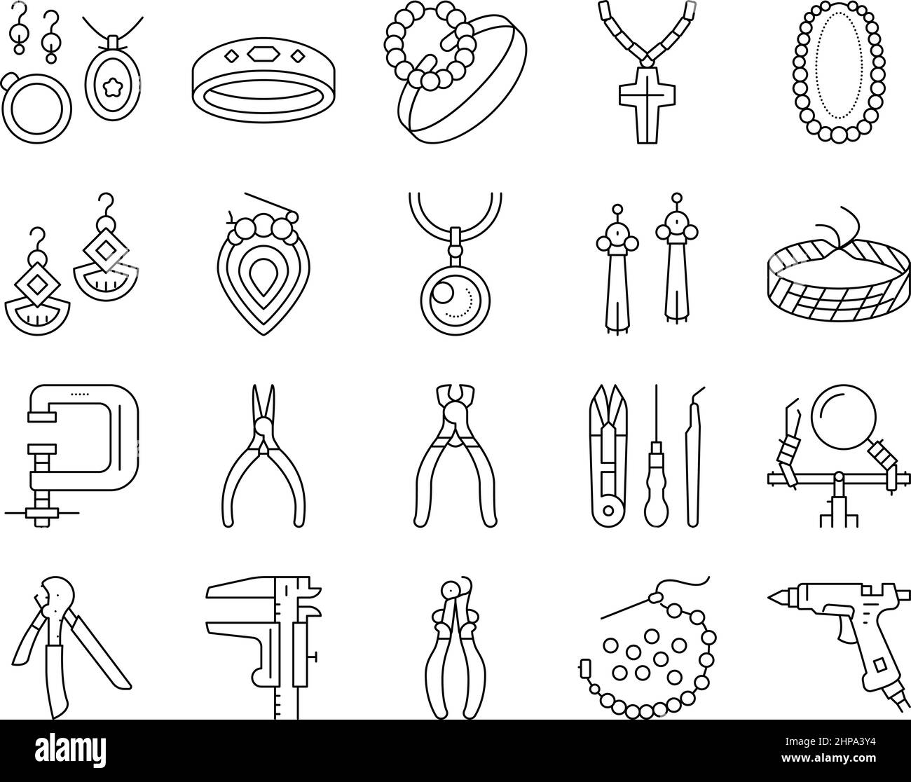 Handmade Jewellery Collection Icons Set Vector Stock Vector Image & Art ...